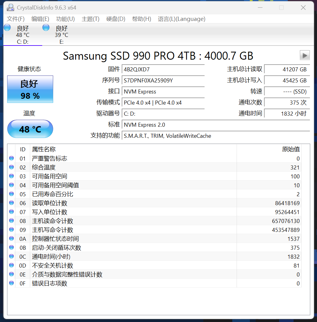 固态健康度到底是什么指标？990pro用了几个月已经掉到98了 NGA玩家社区
