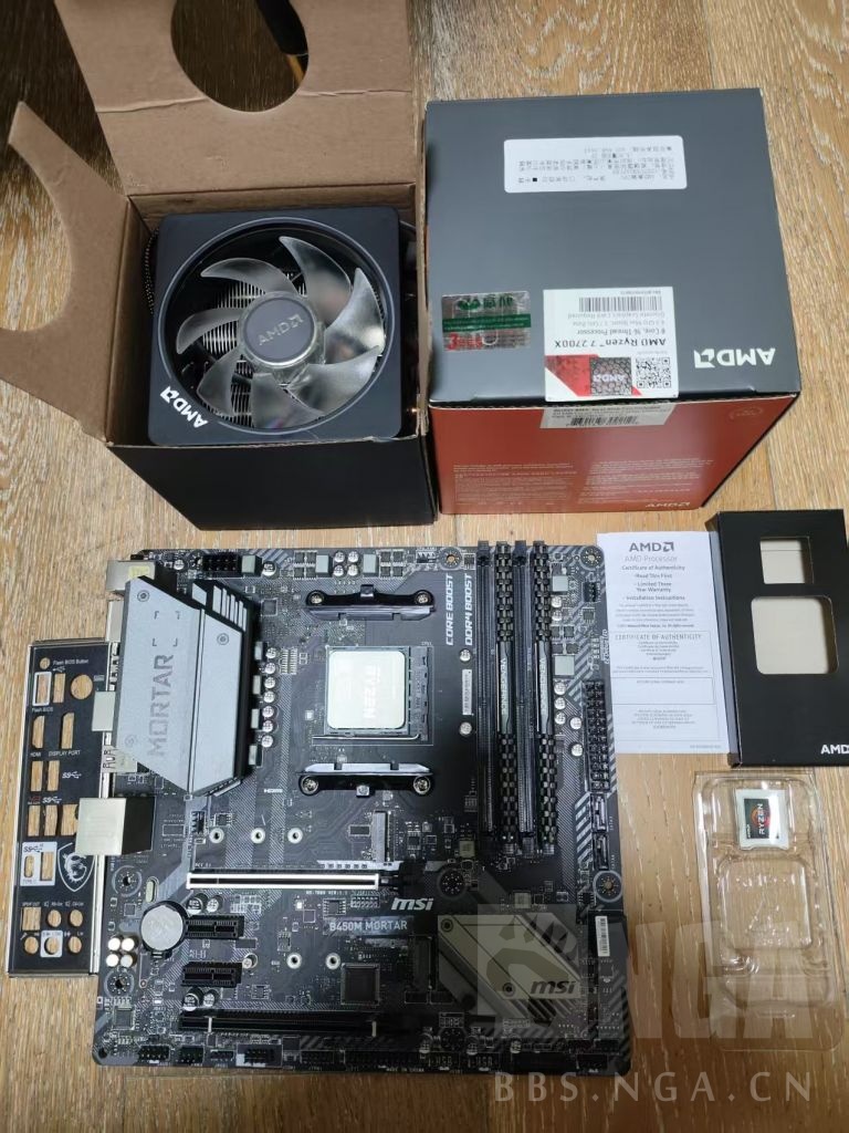 板u内存R7 2700X+微星B450M MORTAR迫击炮主板+海盗船复仇者3200C16两条16×2共32G 850包邮 NGA玩家社区