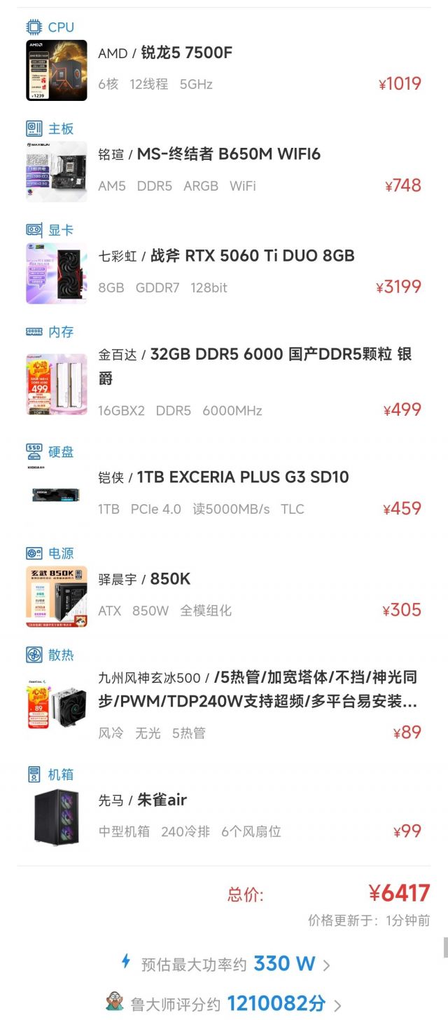 老哥们看看这个5060配置和价格可以理会不？ NGA玩家社区