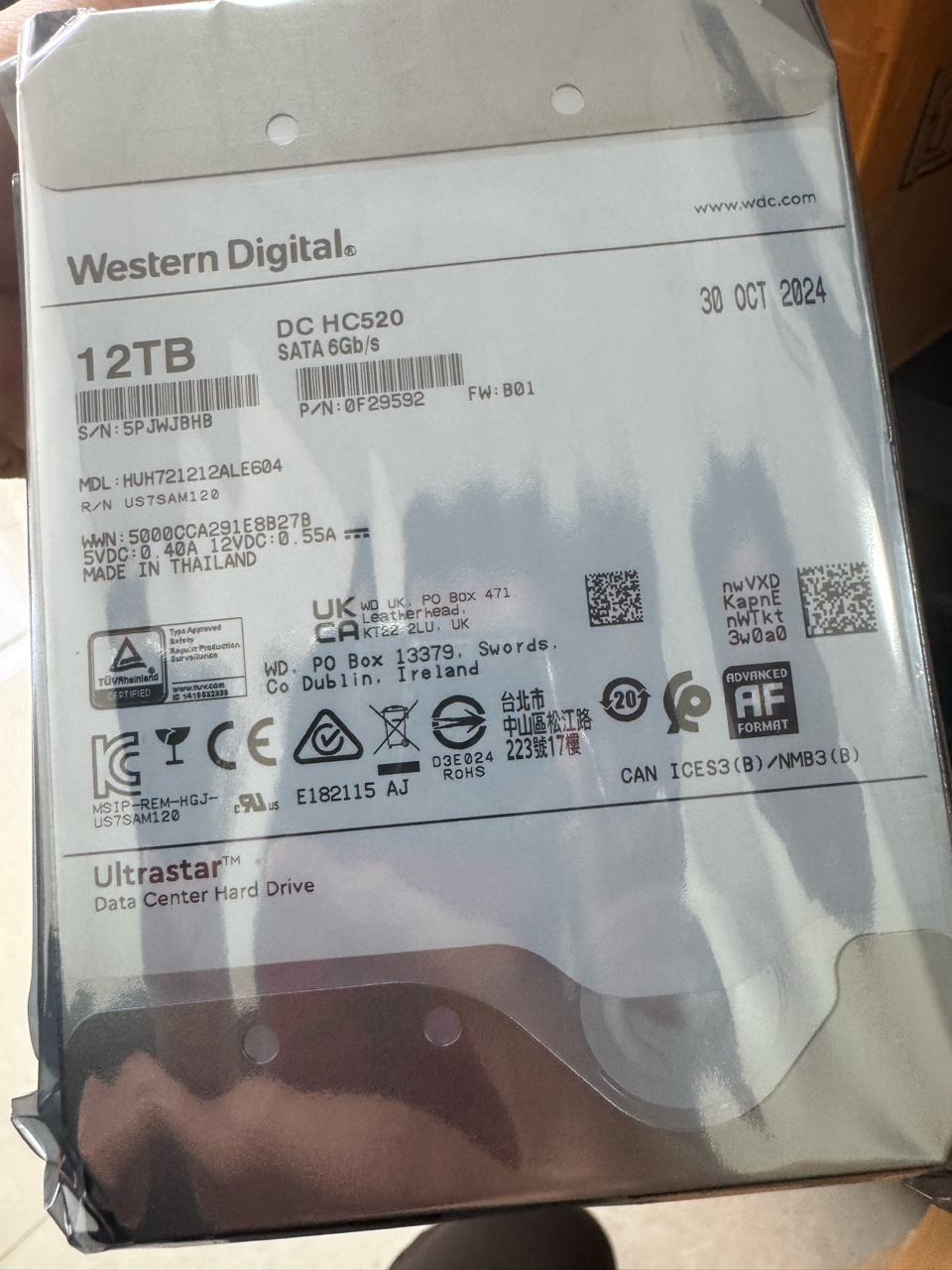 全新原装西数12T氦气企业级硬盘1000元顺丰包邮 NGA玩家社区