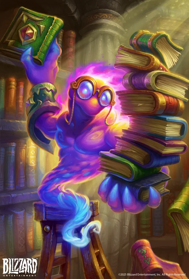 [LCU新卡] 法师史诗随从 咒术图书管理员 3费 2/2 元素 亡语：抽一张法术牌。延系：召唤一个本随从的复制。 NGA玩家社区