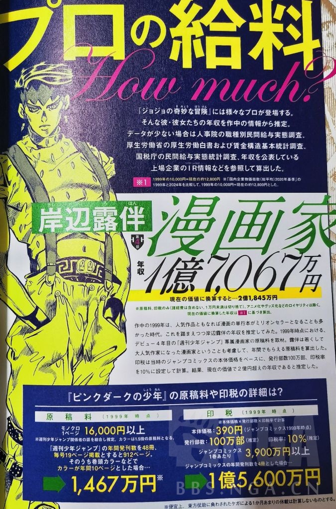 JOJO氵 官方发布角色年收入，岸边露伴以1亿7067万拔得头筹 NGA玩家社区