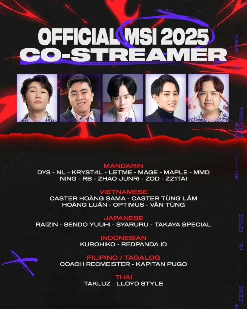 [国际赛事]英雄联盟2025MSI联合主播名单 NGA玩家社区