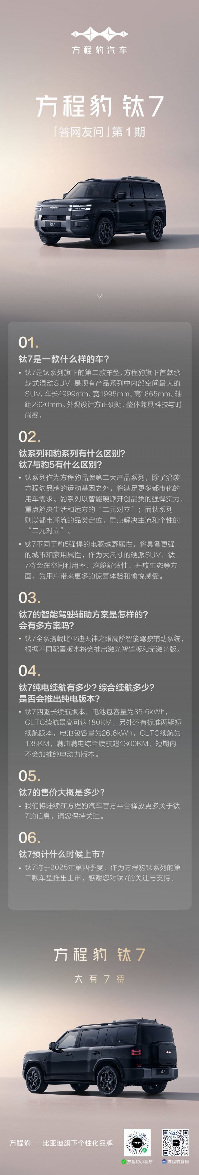 方程豹最新回应，钛7空间比豹8大，纯电续航180 NGA玩家社区
