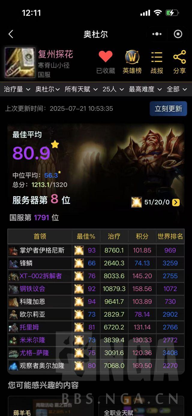 [巫妖王之怒] [联盟] [个人求职] 联盟11H团NQ，求个开荒HLK的位置 NGA玩家社区