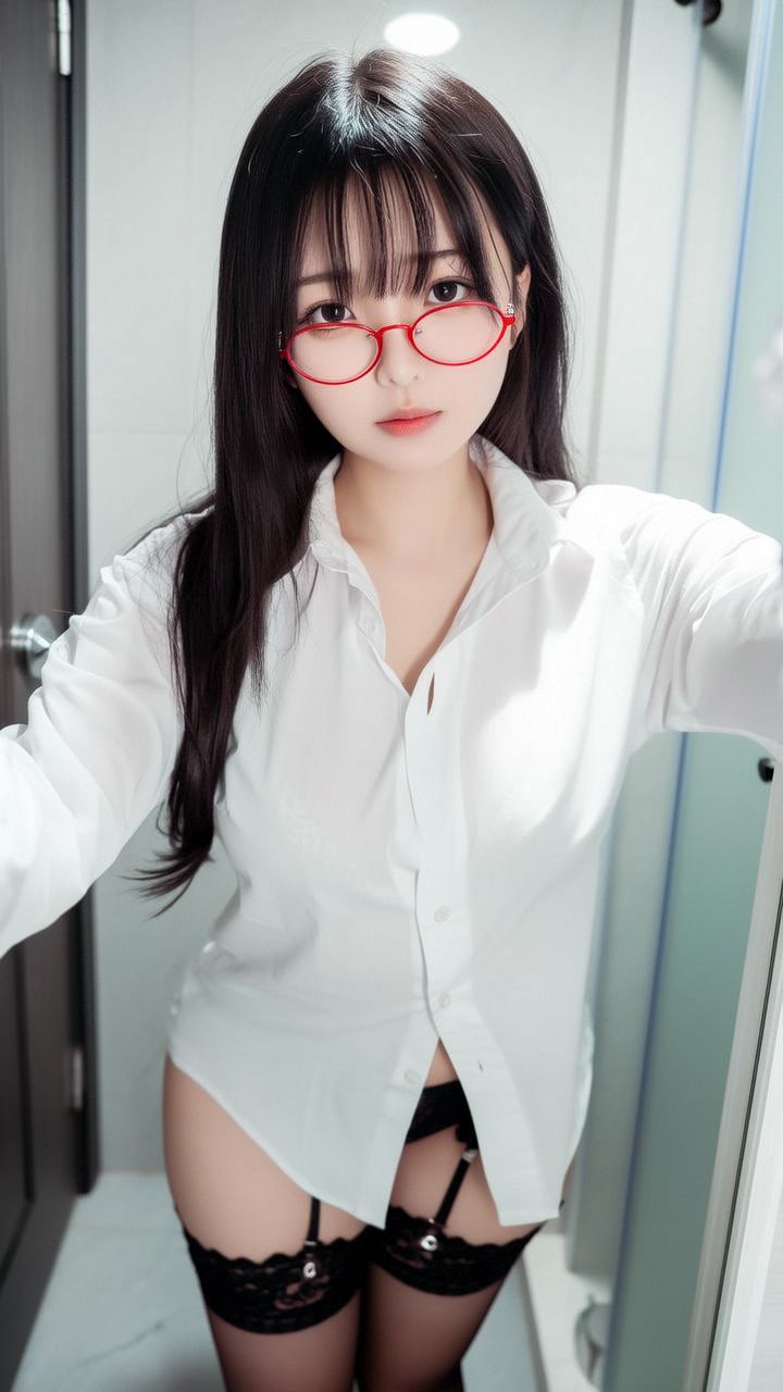 白衬衫，黑丝，红框眼镜，我用ai表达xp 178