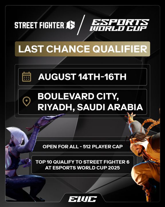 [赛事][街霸6][街霸6氵]沙特电竞世界杯(EWC 2025) - 《街霸6》LCQ预选赛争夺10个参加正赛的名额 NGA玩家社区