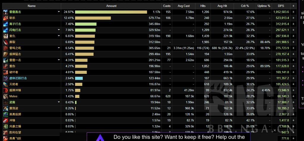 [防护] 十分想看看10-12C能打500W的防战的伤害构成 NGA玩家社区