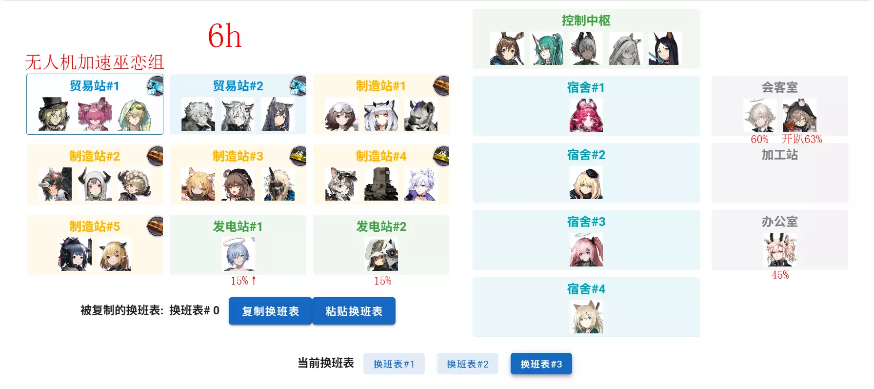 弄了个新人用的满血252基建排班表 NGA玩家社区