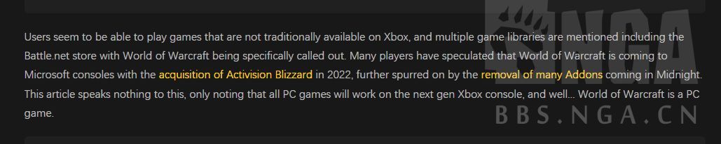 几乎实锤了吗，wow上xbox NGA玩家社区