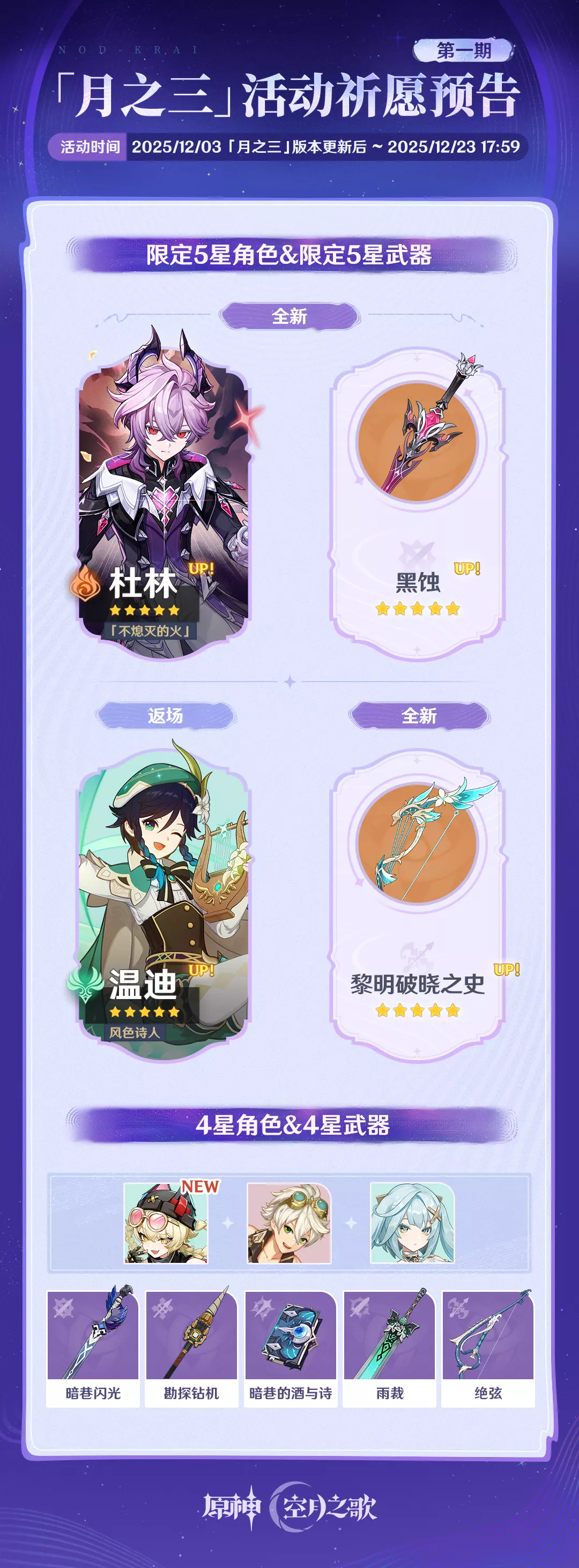 [新闻]'月之三'版本活动祈愿预告第一期 等6篇公告 NGA玩家社区